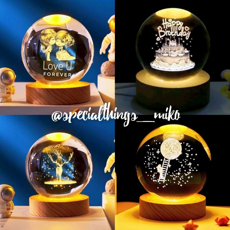 Jual Lampu Tidur bola kristal crystal ball lamp kado anniversary kado ...