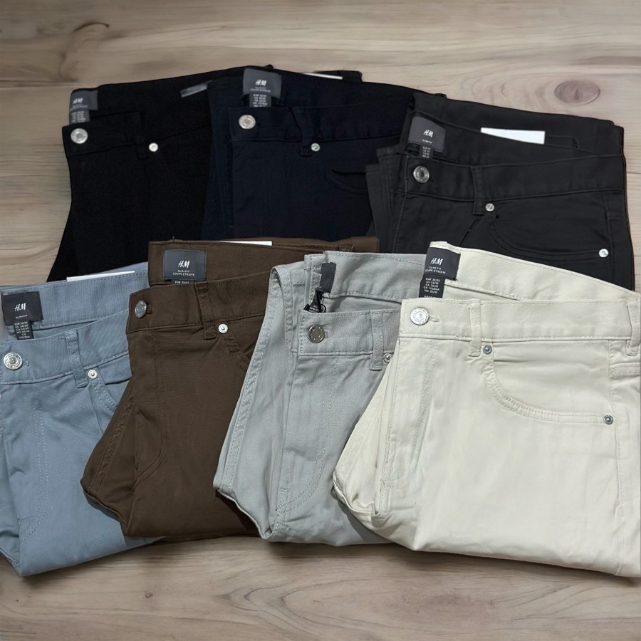 Jual Celana HnM Slim Fit Stretch Cotton Twill Pants Chino Pria | Shopee ...