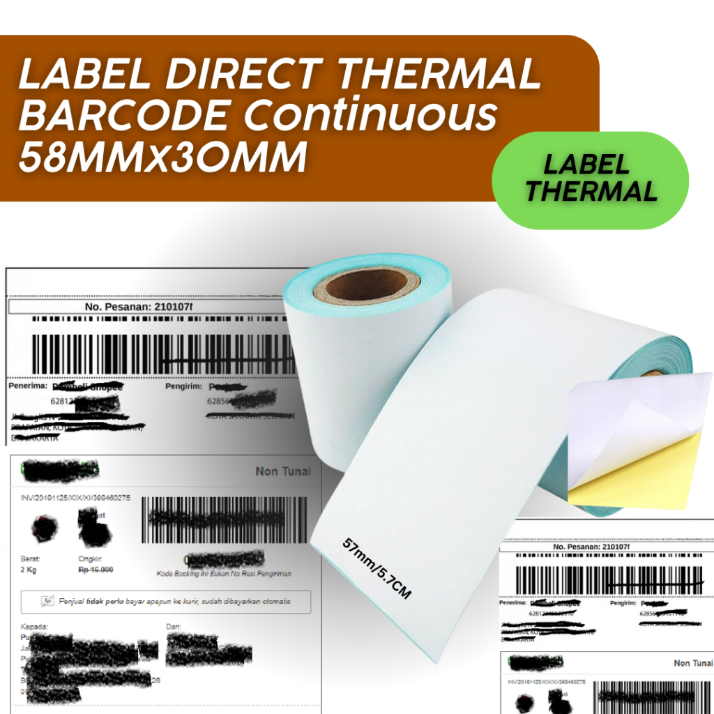 Jual Label Barcode Direct Thermal Continuous 58X30MM [5Meters] | Shopee ...