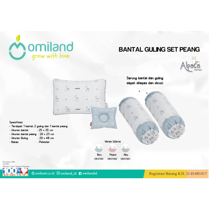 Jual Omiland Bantal Guling Set + Bantal Peang Motif Sloth, Panda ...