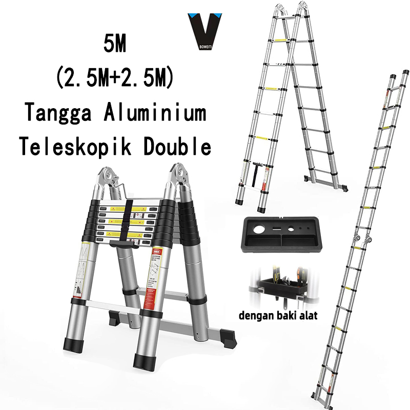 Jual Tangga Lipat Aluminium Tangga Teleskopik 2.6M/3.8M/4.4M/5M/5.6M/6 ...