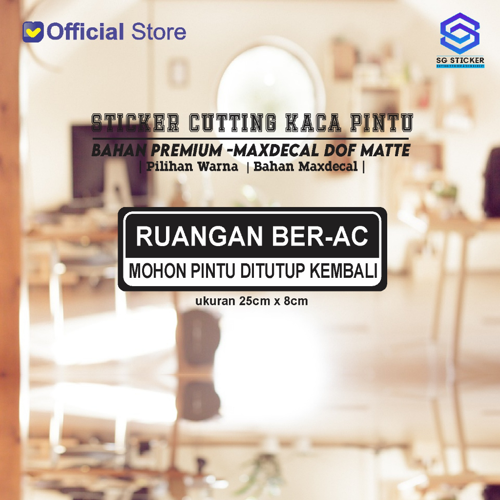 Jual STIKER MOHON PINTU DITUTUP KEMBALI RUANG BER AC STICKER CUTTING ...