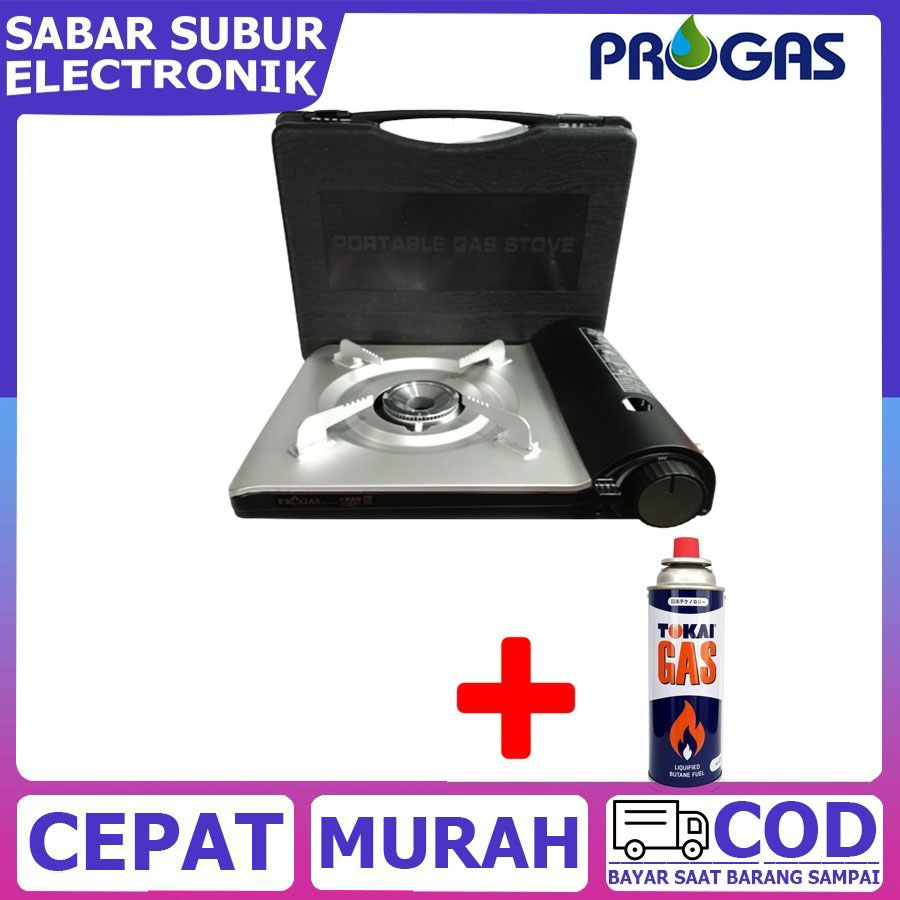 Jual Kompor Portable PROGAS New 1 Tungku 2in1 Stainless Slim+Gas ...