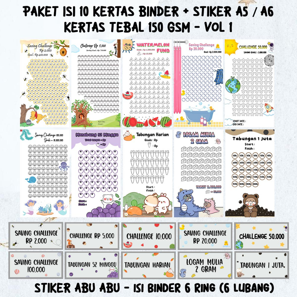 Jual PAKET ISI BINDER + STIKER TEMPLATE MENABUNG VOL 1 DAN 2 | Shopee ...