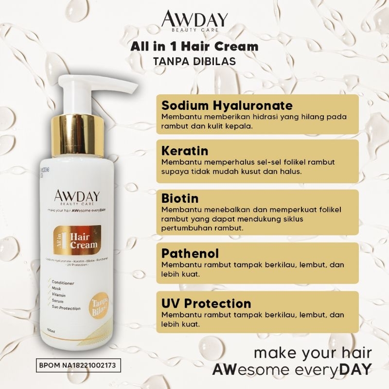 Jual Awday Shampoo 3 in 1 dan Hair Cream Cepat Menumbuhkan Rambut BPOM ...