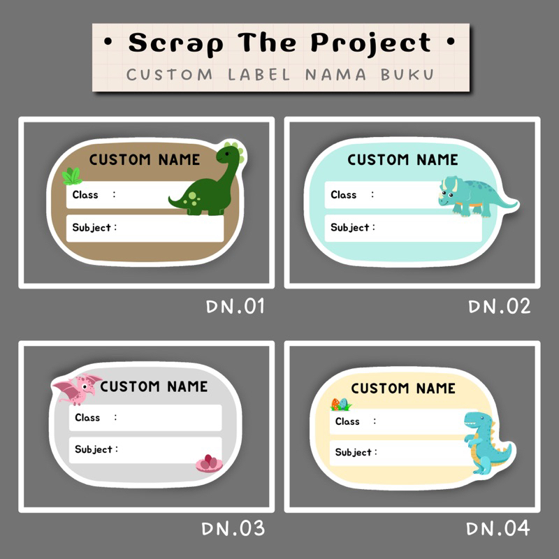 Jual STIKER LABEL NAMA BUKU / DINO THEME BOOK LABEL STICKER / LB - 01 ...
