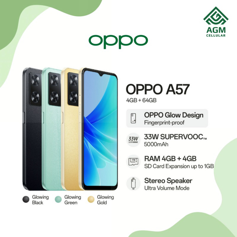 Jual HANDPHONE OPPO A57 RAM 4GB/64GB (Glowing Black, Glowing Green ...