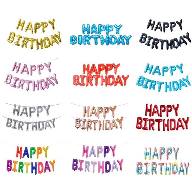 Jual Balon Foil Huruf Happy Birthday Set 40cm | Shopee Indonesia