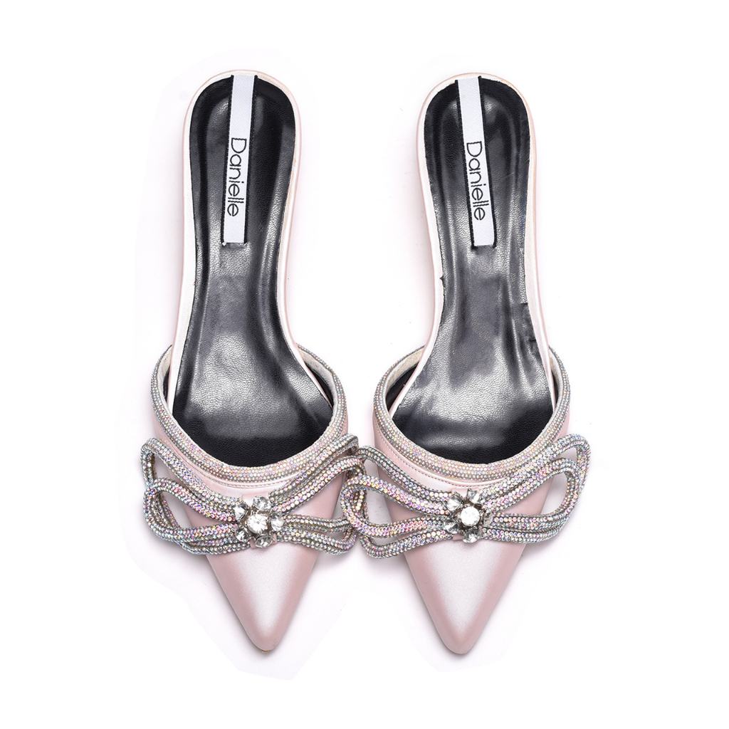 Jual DANIELLE sepatu hak kaca wanita Melissa Pink tali pita berlian ...