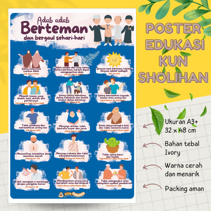Jual Edisi Poster Adab Islam - Poster Edukasi Kun Sholihan | Shopee ...
