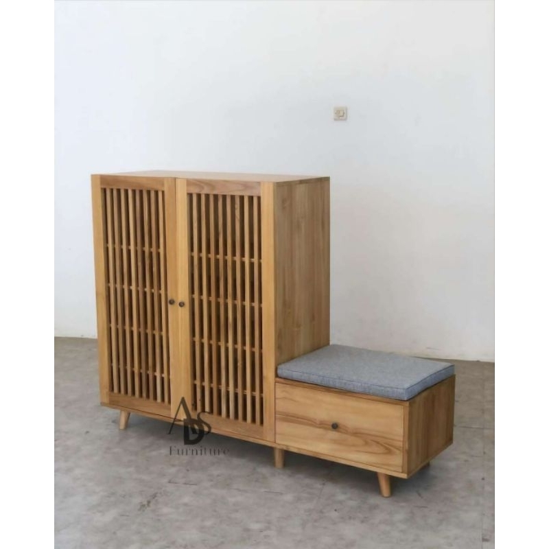 Jual rak sepatu bangku rak sepatu minimalis kayu jati cabinet sepatu ...