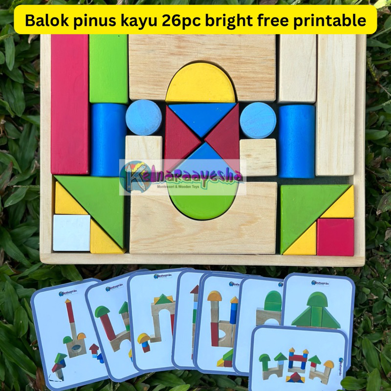 Jual City Block 26pc/ 42pc pine wood free printable /Balok kayu pinus ...