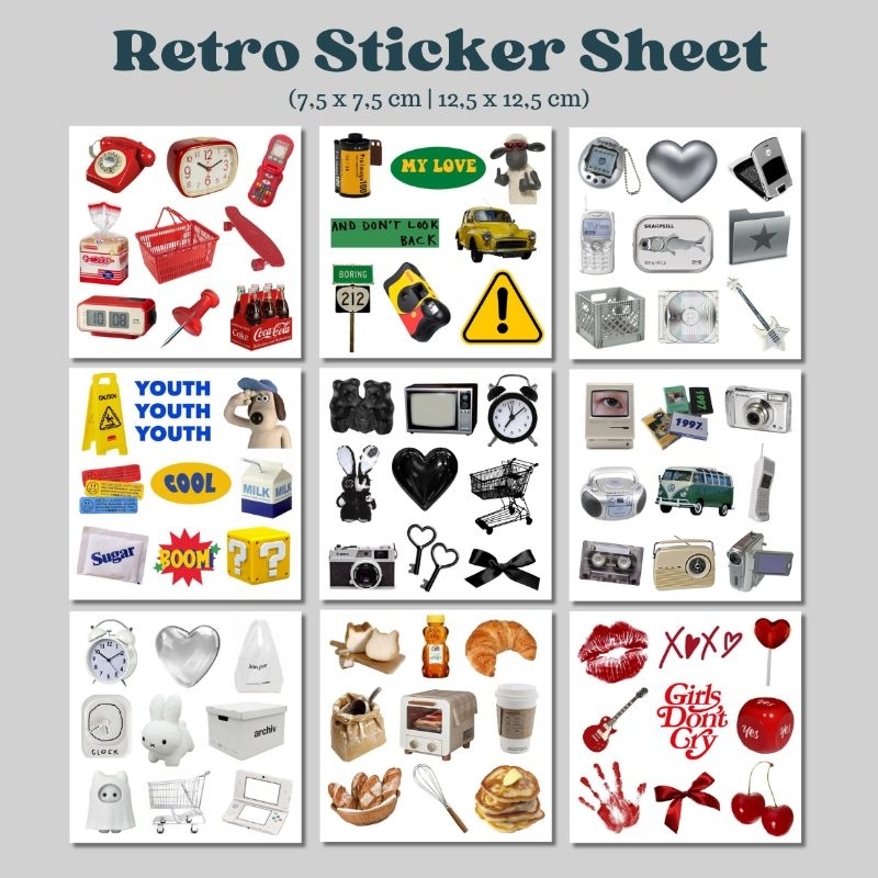 Jual [Kisscut] sticker pack aesthetic tema retro | Shopee Indonesia