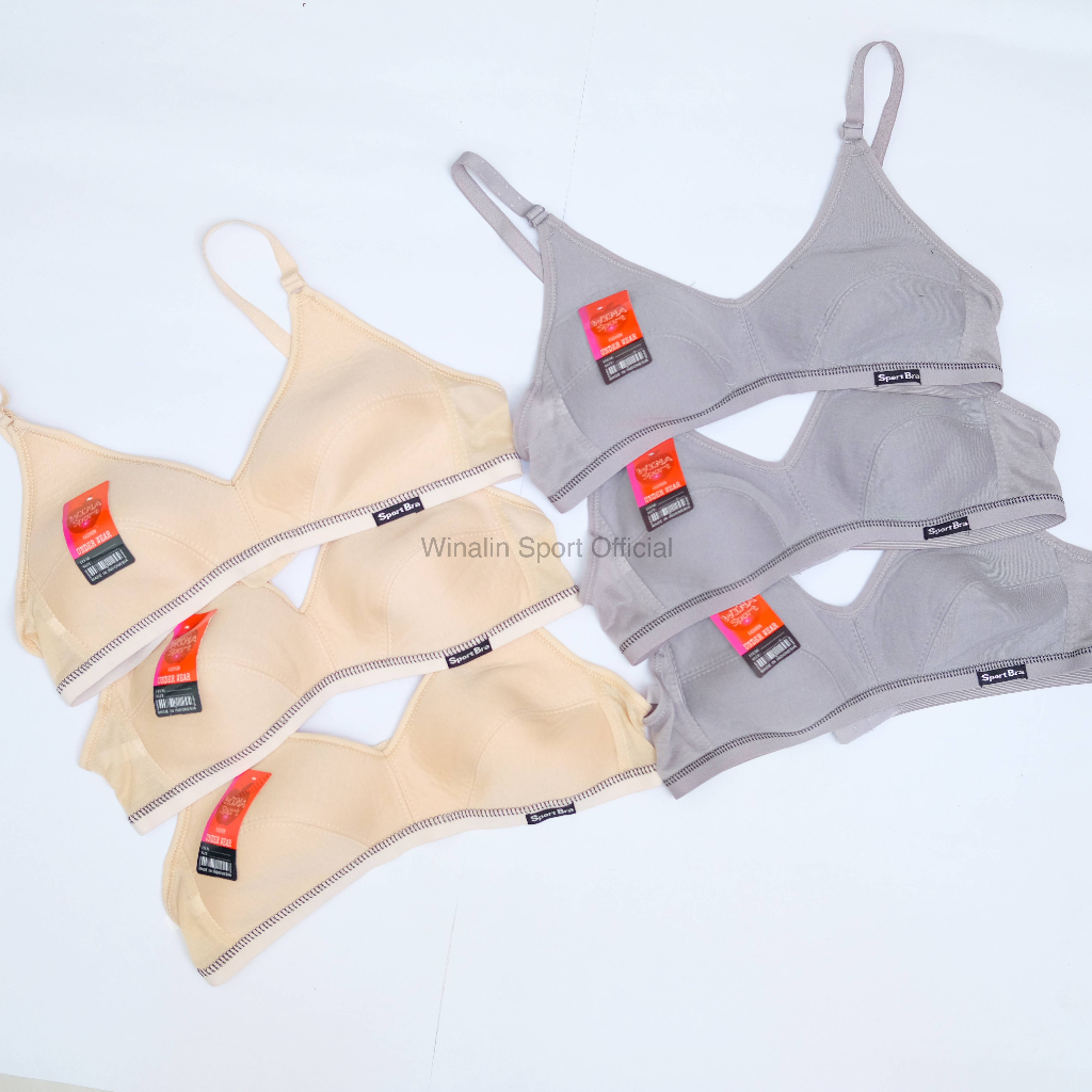 Jual Winalin Sport Bra BH Motif Polos Original Bahan Katun Tanpa Kawat ...