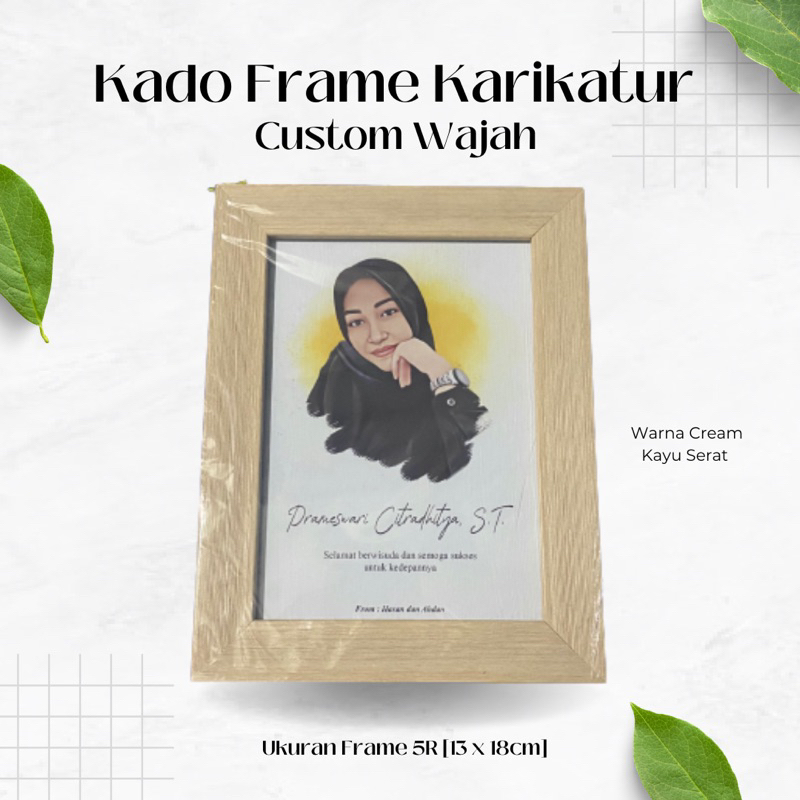 Jual [1 HARI JADI] Kado Karikatur Paket Frame Kayu 5R (13x18cm) untuk ...
