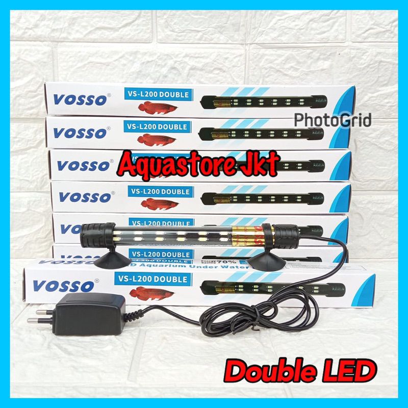 Jual LAMPU AQUARIUM LED DOUBLE VOSSO 20CM 30CM 40CM LAMPU CELUP ...