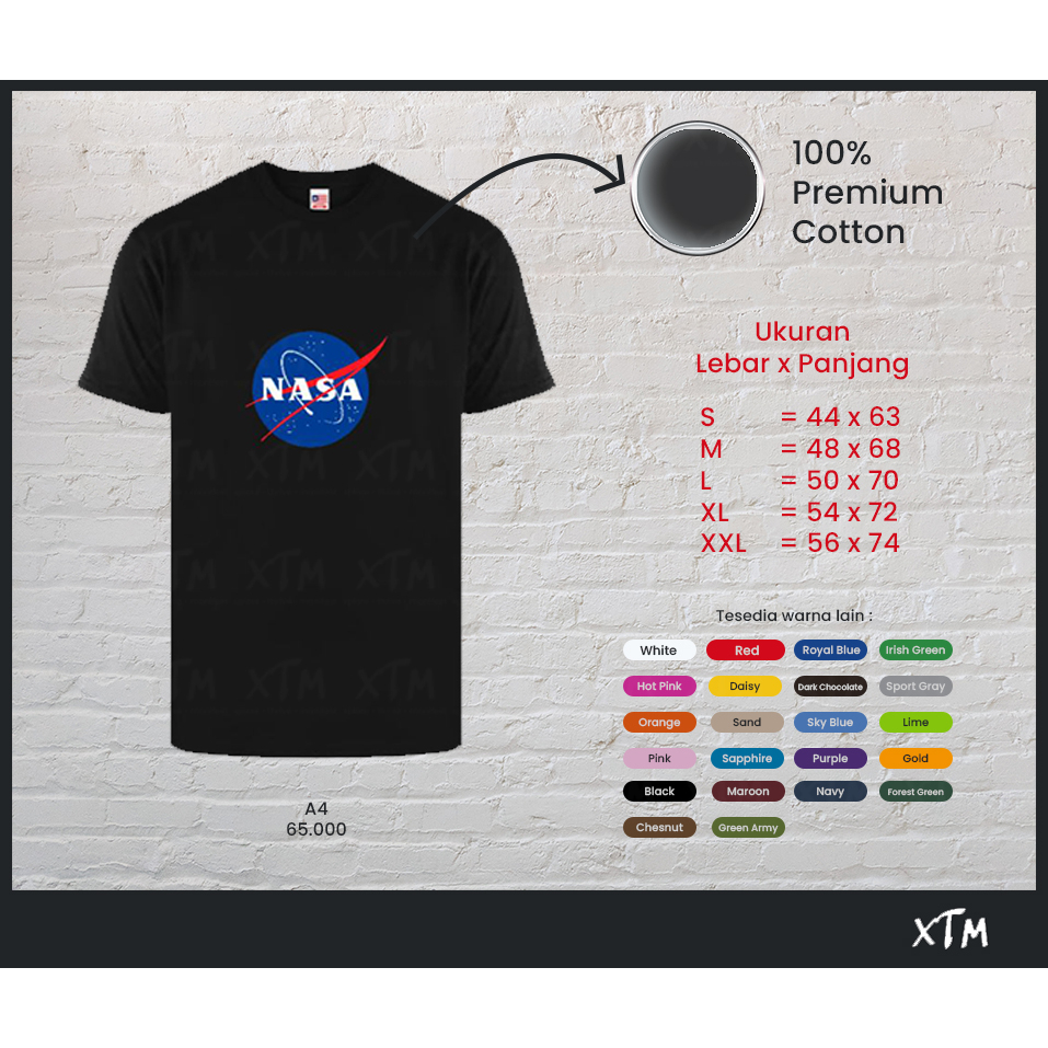 Jual KAOS PRIA WANITA/BLUE NASA/TEXT NASA/KAOS HITAM/KAOS PUTIH/CUSTOM ...