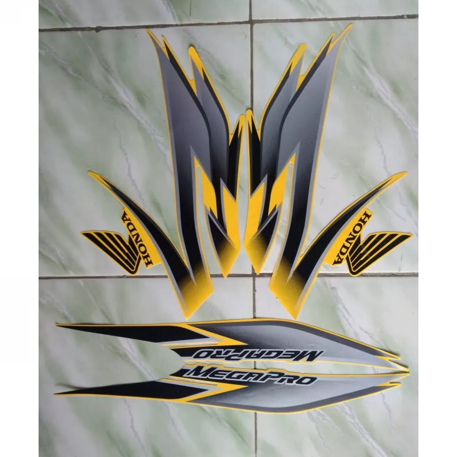 Jual stiker striping honda mega pro primus 2008 2009 kuning lis body ...