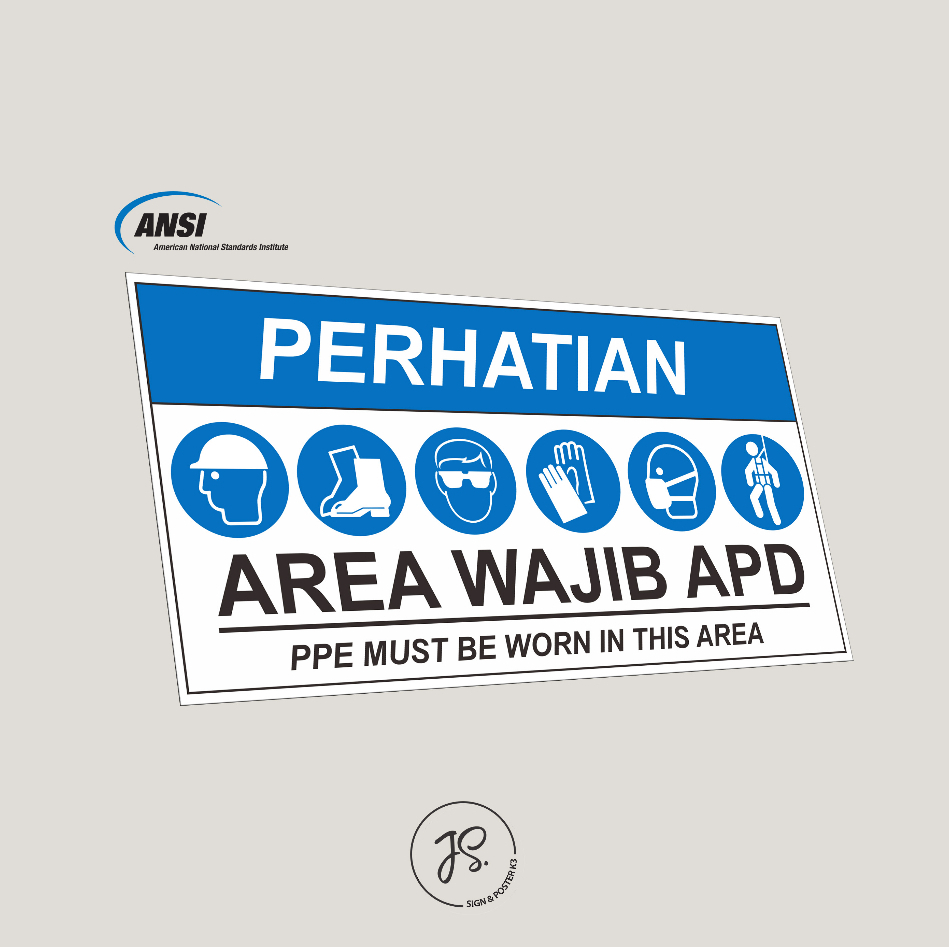 Jual STICKER K3 SAFETYSIGN AREA WAJIB APD II | Shopee Indonesia