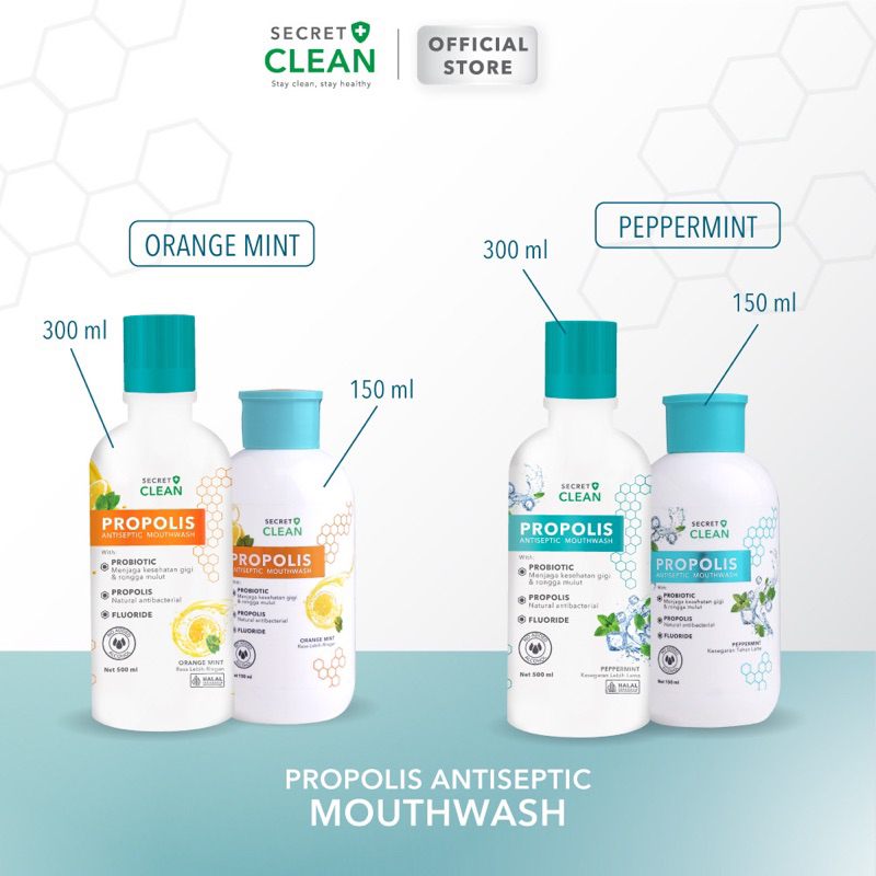 Jual Secret Clean Propolis Antiseptic Mouthwash 150ml/300ml/500ml ...