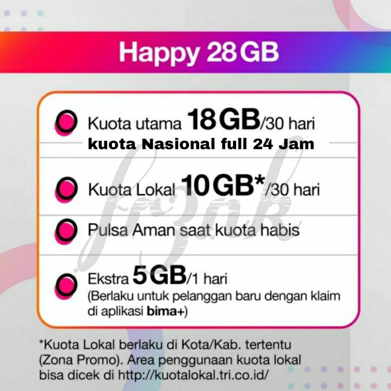 Jual Kartu Perdana 3 Tri Happy 3GB 8GB 12GB 28GB 33GB | Shopee Indonesia