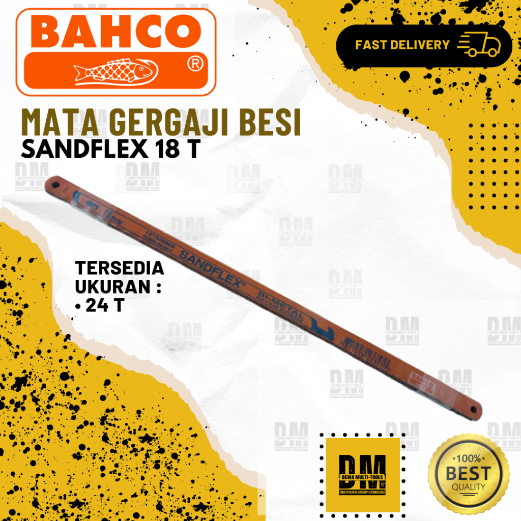 Jual MATA Gergaji BESI BI METAL SANDFLEX BAHCO 18 dan 24 TPI - 18T 12 ...