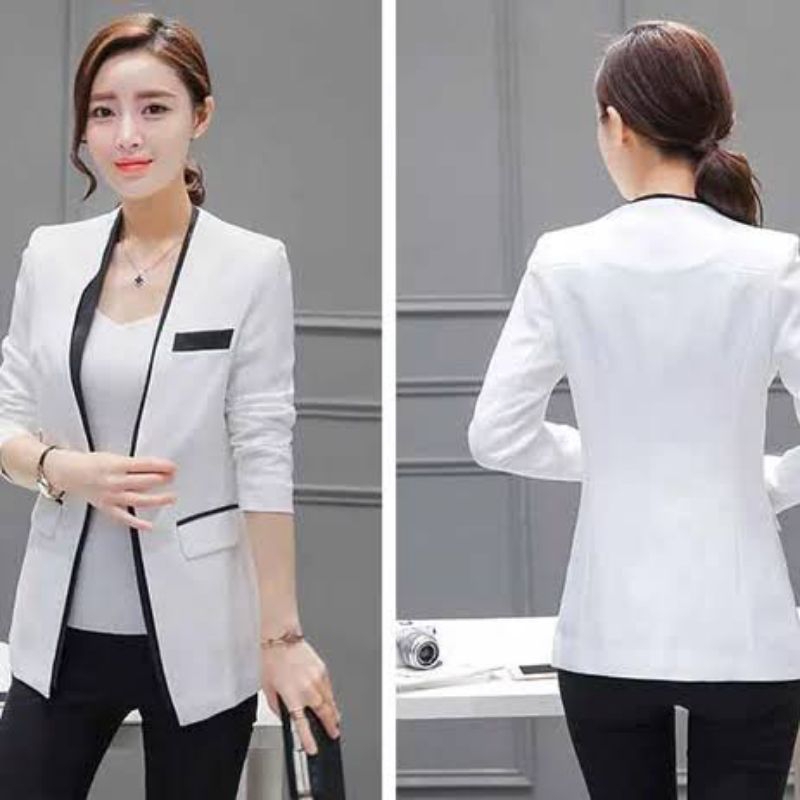 Jual Jas blazer wanita warna putih - Jas kantoran wanita | Shopee Indonesia