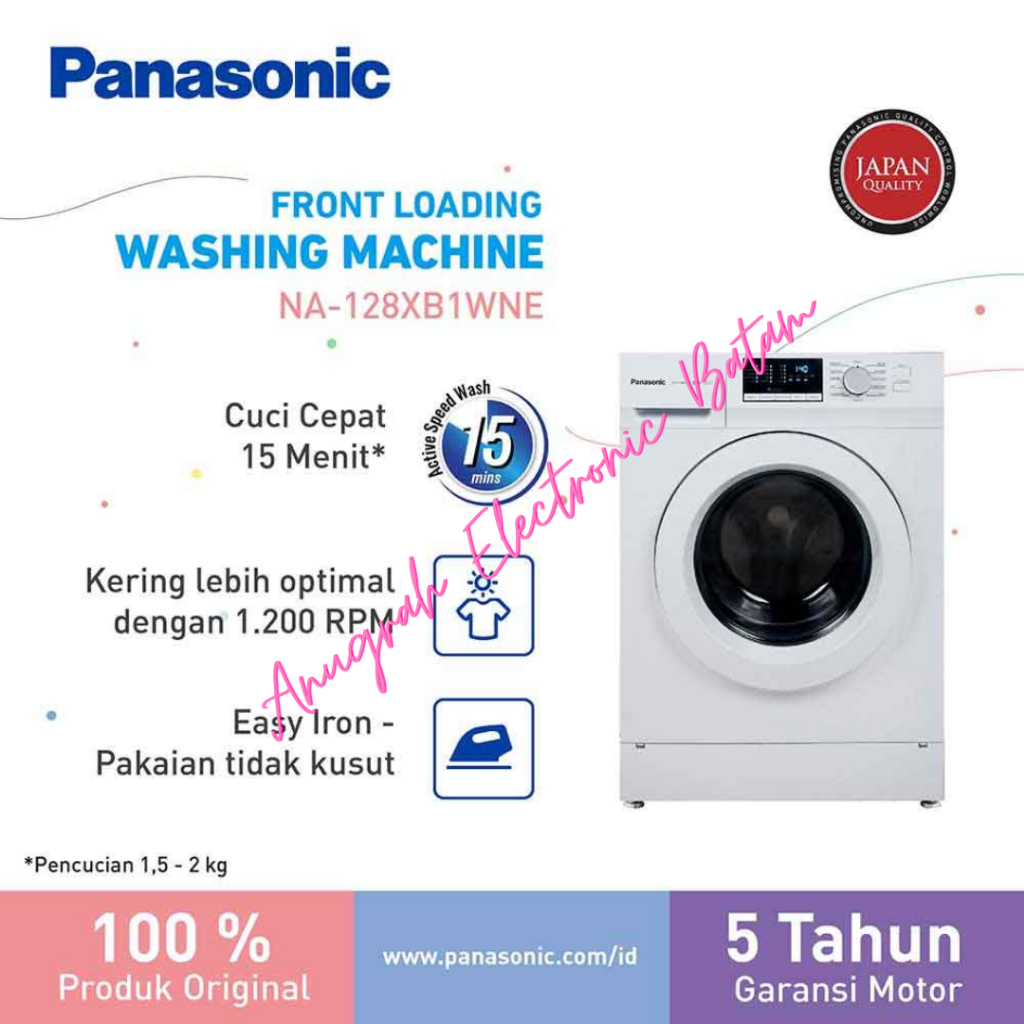 Jual Mesin Cuci Panasonic Front Loading 8 Kg NA-128XB1WNE White 1 ...