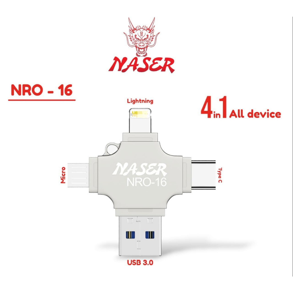 Jual NASER OTG 4IN1 NRO-16 / Otg Usb 3.0 to Micro + Type C + IPH/ 4in1 ...
