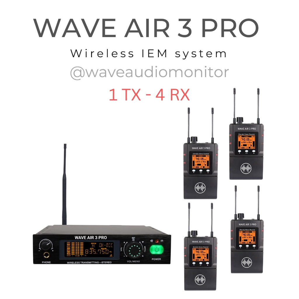 Jual WAVE AIR 3 PRO stereo wireless in ear monitor system IEM (1TX 4RX ...
