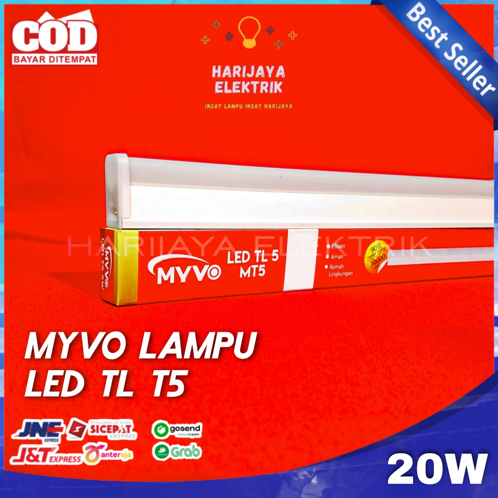 Jual MYVO LAMPU TL T5 LED PANJANG 123CM 20 WATT TUBE LIGHT PLAFON SNI ...
