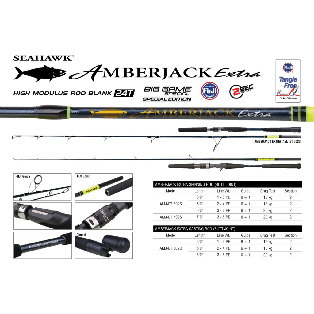 Jual Rod SEAHAWK AMBERJACK EXTRA (BUTT JOINTED) | Shopee Indonesia