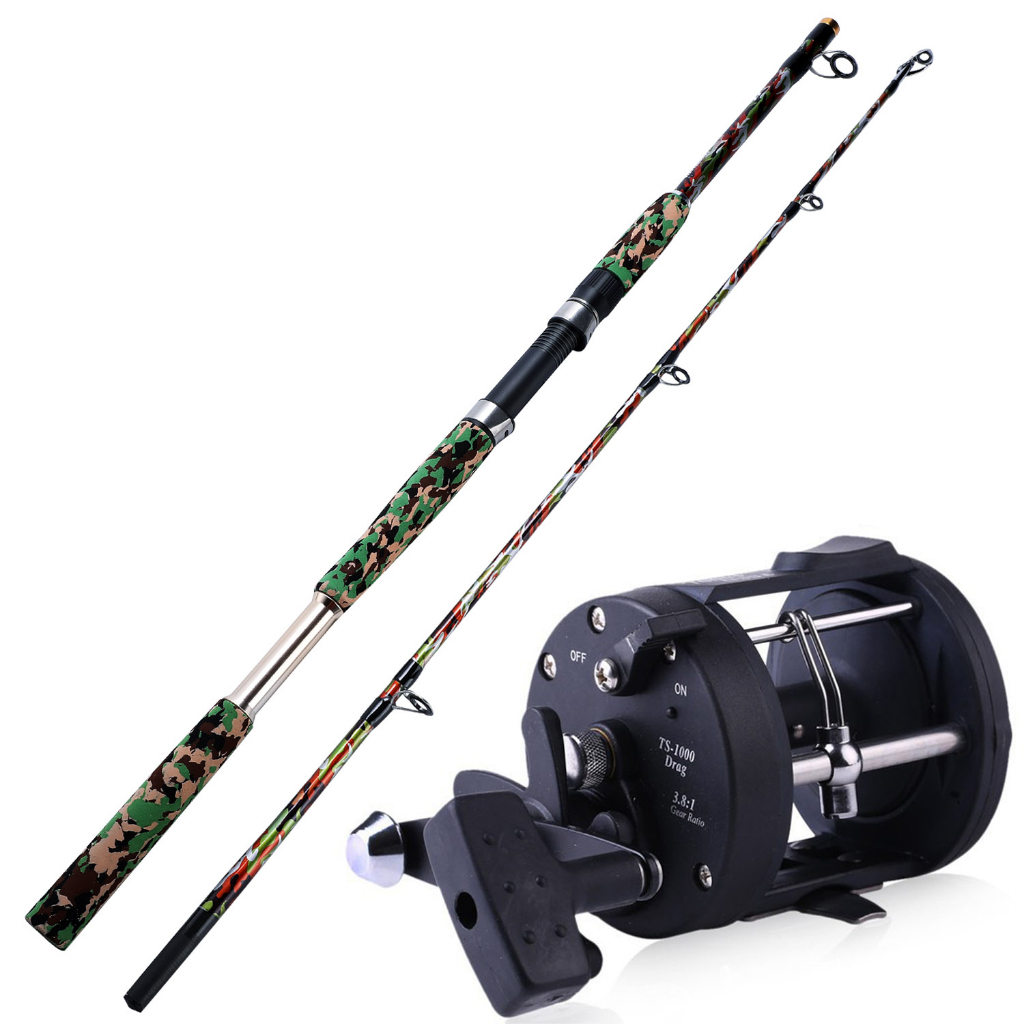 Jual Set Pancing Trolling Reel 3.8:1 Gear Ratio Max Drag 25kg Joran ...
