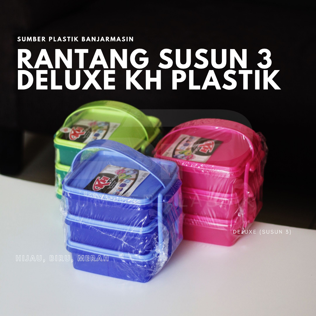 Jual Rantang KH Deluxe Susun 3 Warna Plastik (Satuan) | Shopee Indonesia