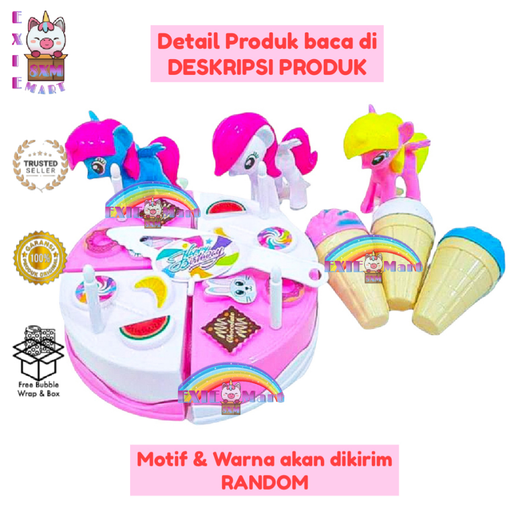 Jual MAINAN ANAK KUE TART POTONG KUE + KUDA PONI [LM3] - MAINAN POTONG ...