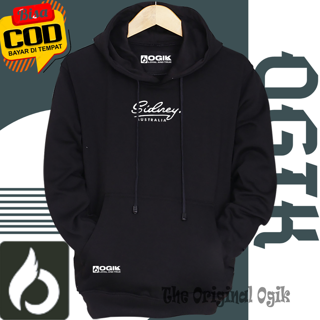 Jual Hoodie Pria Distro Original Brand OGIK Warna Hitam Sablon Sidney ...