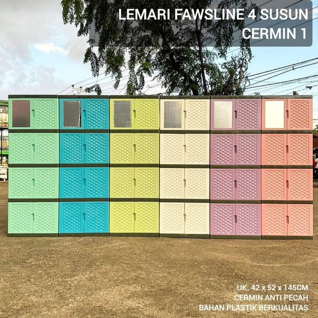 Jual Lemari fawsline susun 4 cermin/lemari kaca /lemari pakaian susun 4 ...