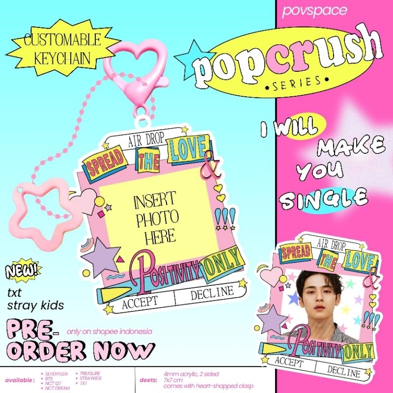 Jual POP CRUSH | CUSTOMIZE KEYCHAIN| bts seventeen nct treasure stray kidz txt keychain | pov ...