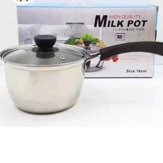 Jual Milk pot panci susu tutup kaca panci masak mie panci susu 16 cm ...