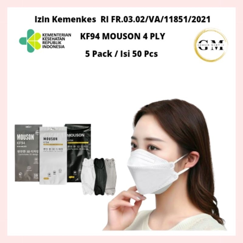Jual Masker KF94 MOUSON 4 PLY 5 Pack Isi 50 Pcs | Shopee Indonesia