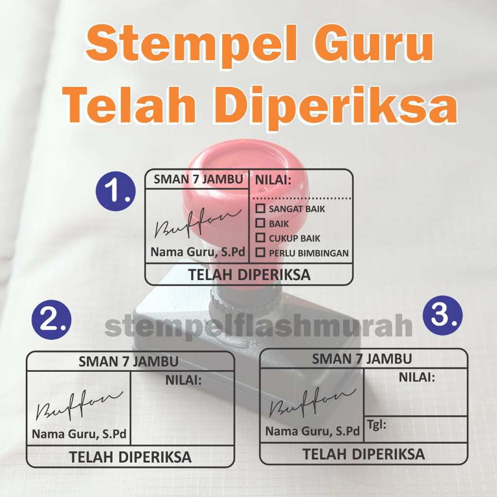 Jual stempel nilai penilaian guru assesment tanggal nama paraf sekolah ...