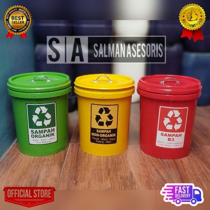 Jual Tempat Sampah Plastik 20 Liter Organik / Non Organik / B3 / Logam ...