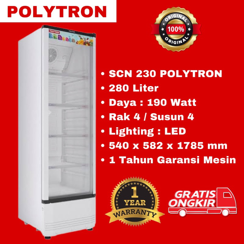 Jual Showcase Polytron 280 Liter SCN 230 / Kulkas Minuman Rak 4 (FREE ...