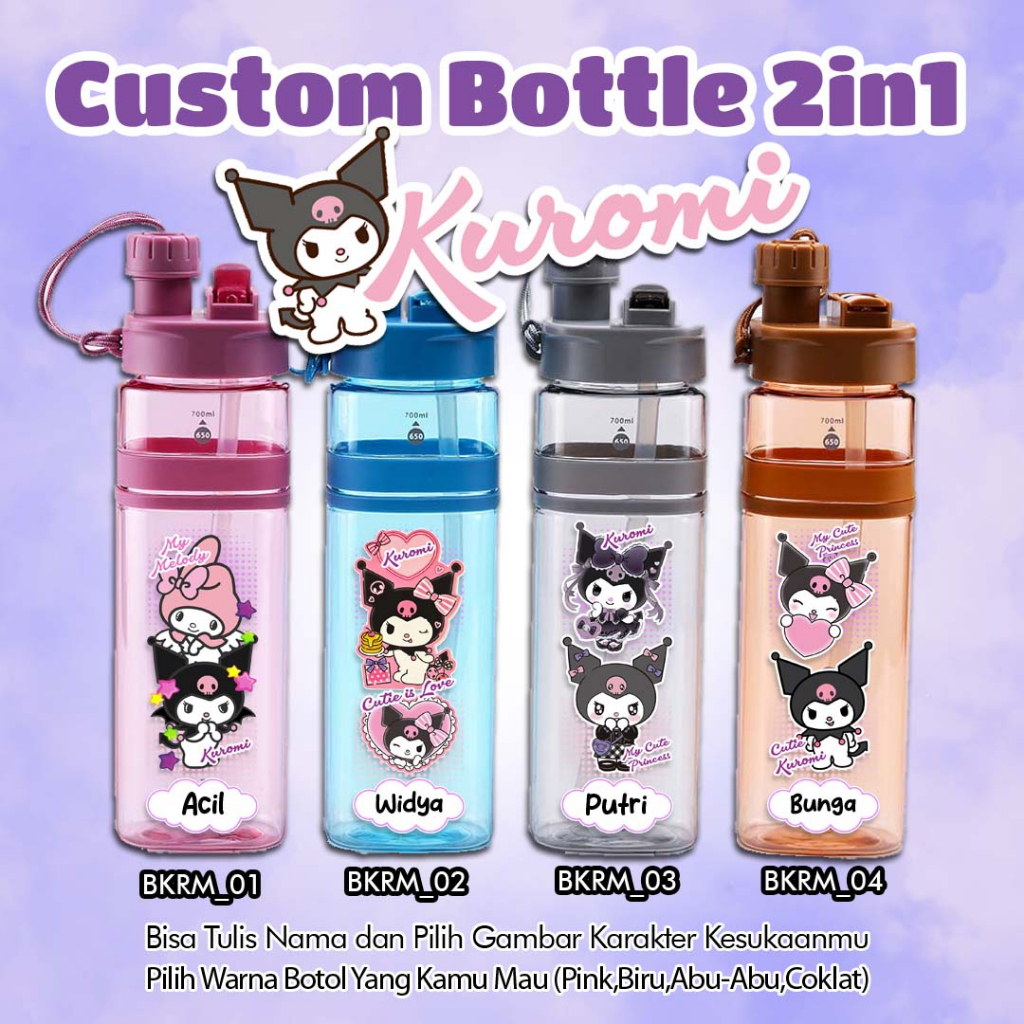 Jual BOTOL MINUM CUSTOM 2 IN 1 DESAIN KARTUN KELINCI LUCU KUR0M1 cute rabbit | Shopee Indonesia