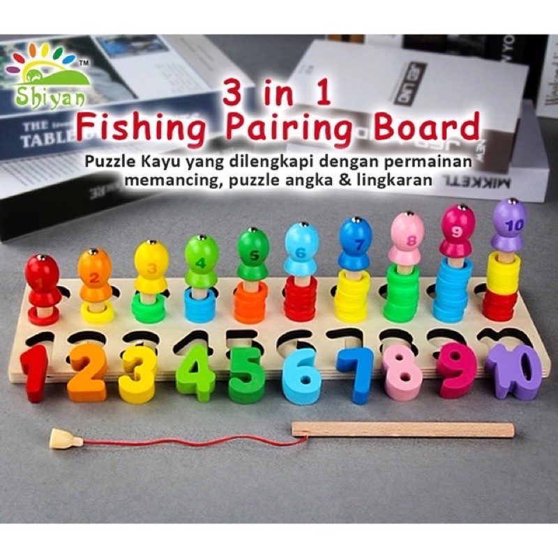 Jual Mainan Edukasi Puzzle kayu Pancing Ikan 3 In 1 /Mainan Puzzle Kayu ...