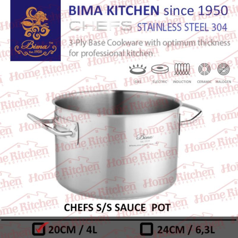 Jual BP1900220 Bima Chef Sauce Pot 4L 20cm Stainless 304 Panci Induksi ...
