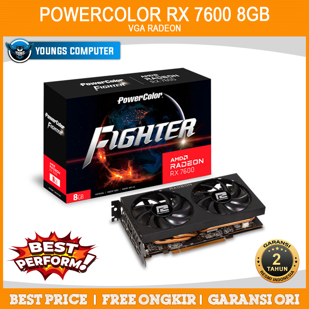 Jual VGA POWERCOLOR RX 7600 8GB D6 FIGHTER | AMD Radeon RX7600 8GB ...