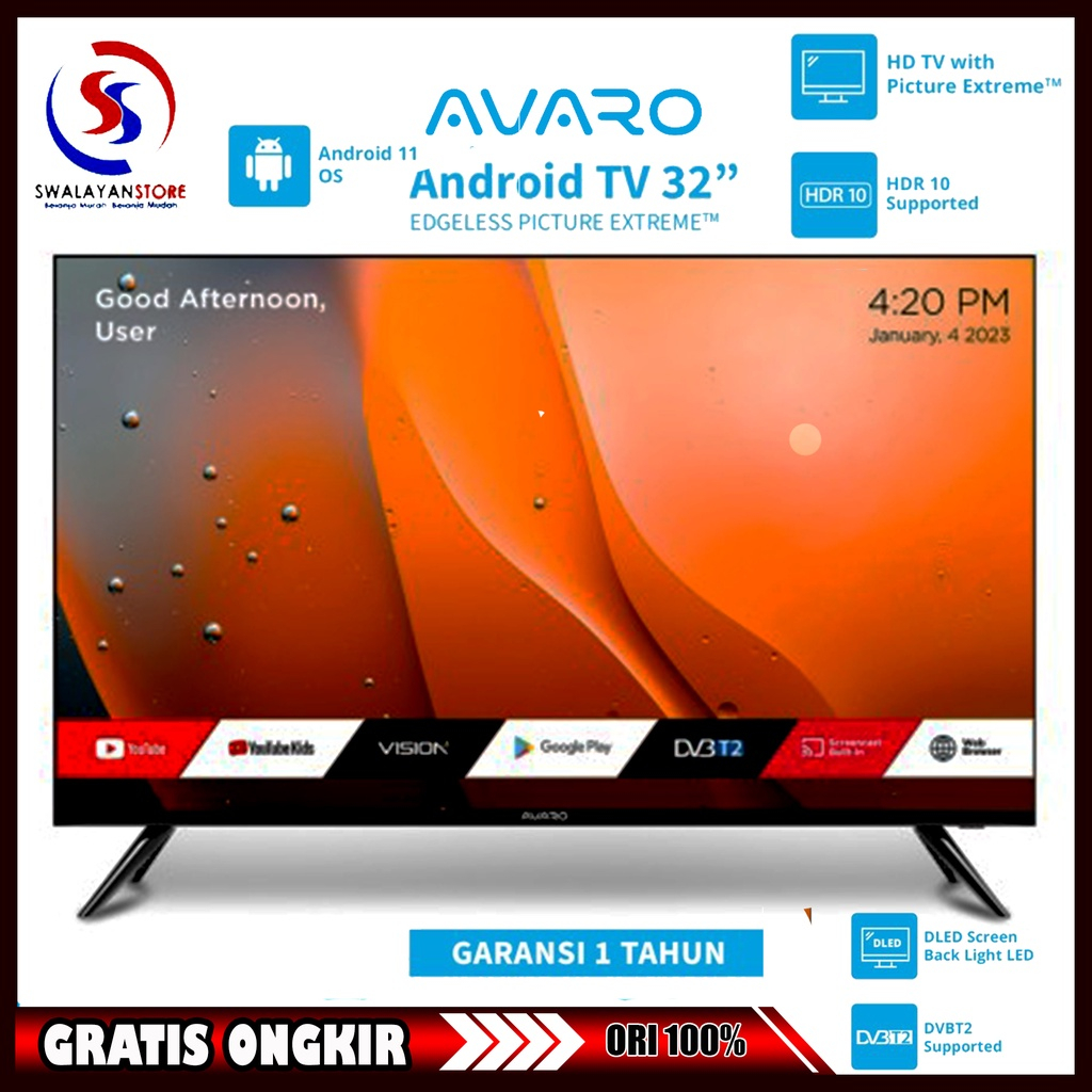 Jual AVARO 32 inch Smart LED TV HD - Android 11 - Android TV | TV AVARO ANDROID SMART LED FULL ...
