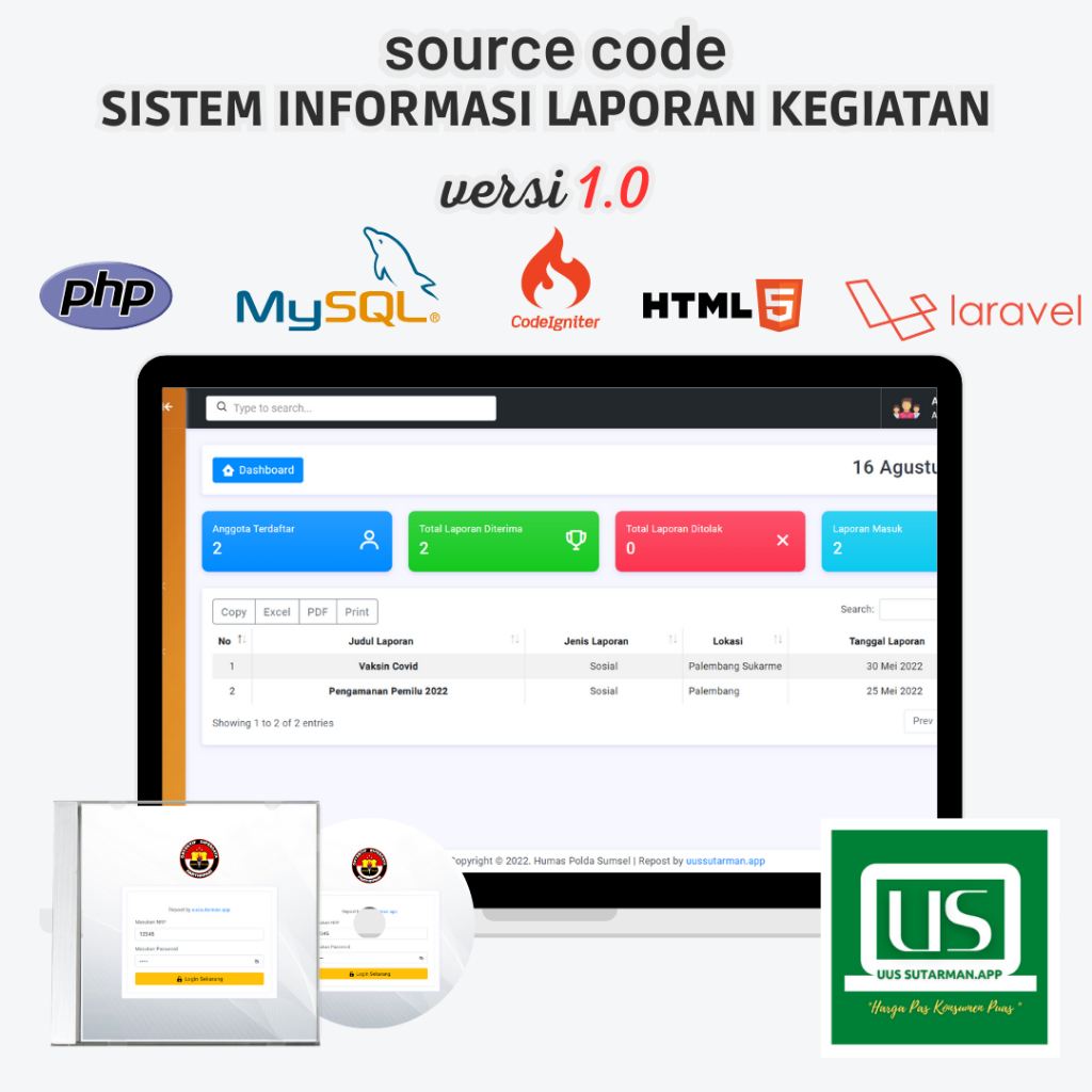 Jual Sistem Informasi Laporan Kegiatan Berbasis Web (PHP) | Shopee Indonesia