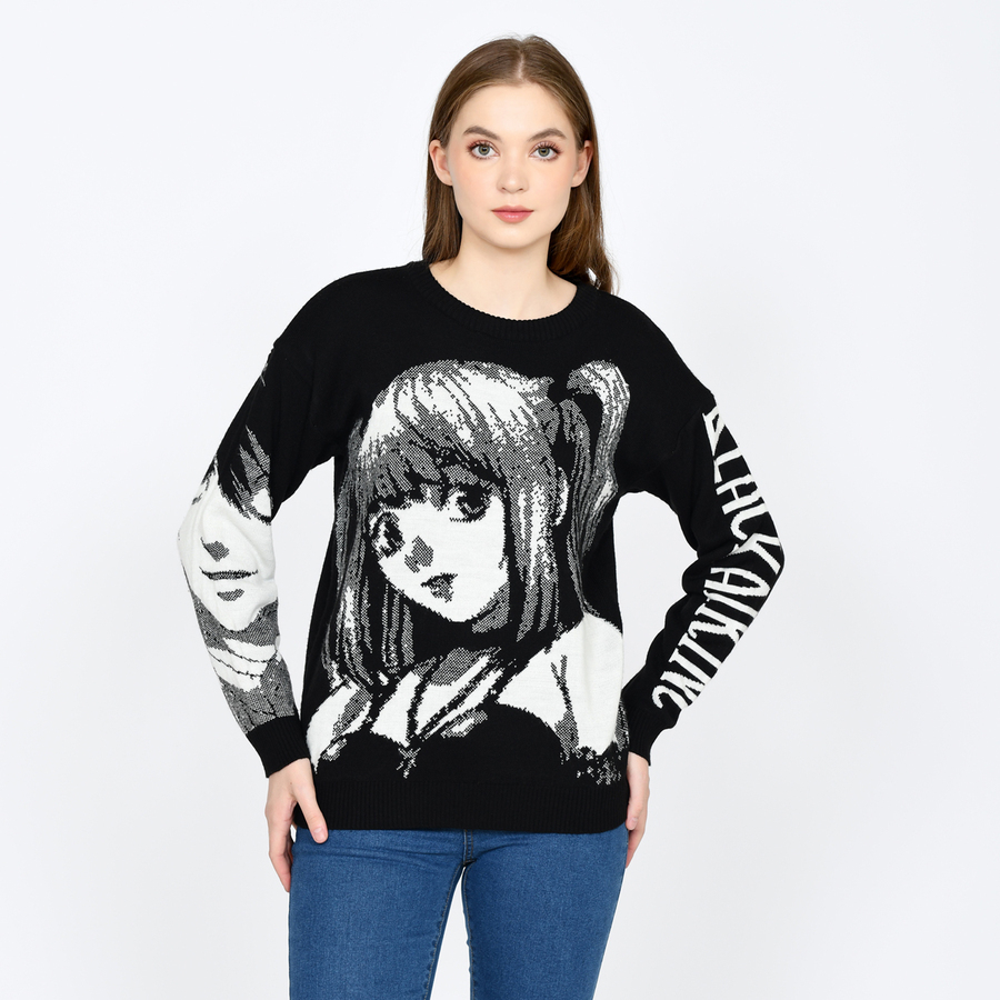 Jual Milkan.id Black Air.Inc Sweater Rajut Premium Motif Anime | Shopee ...